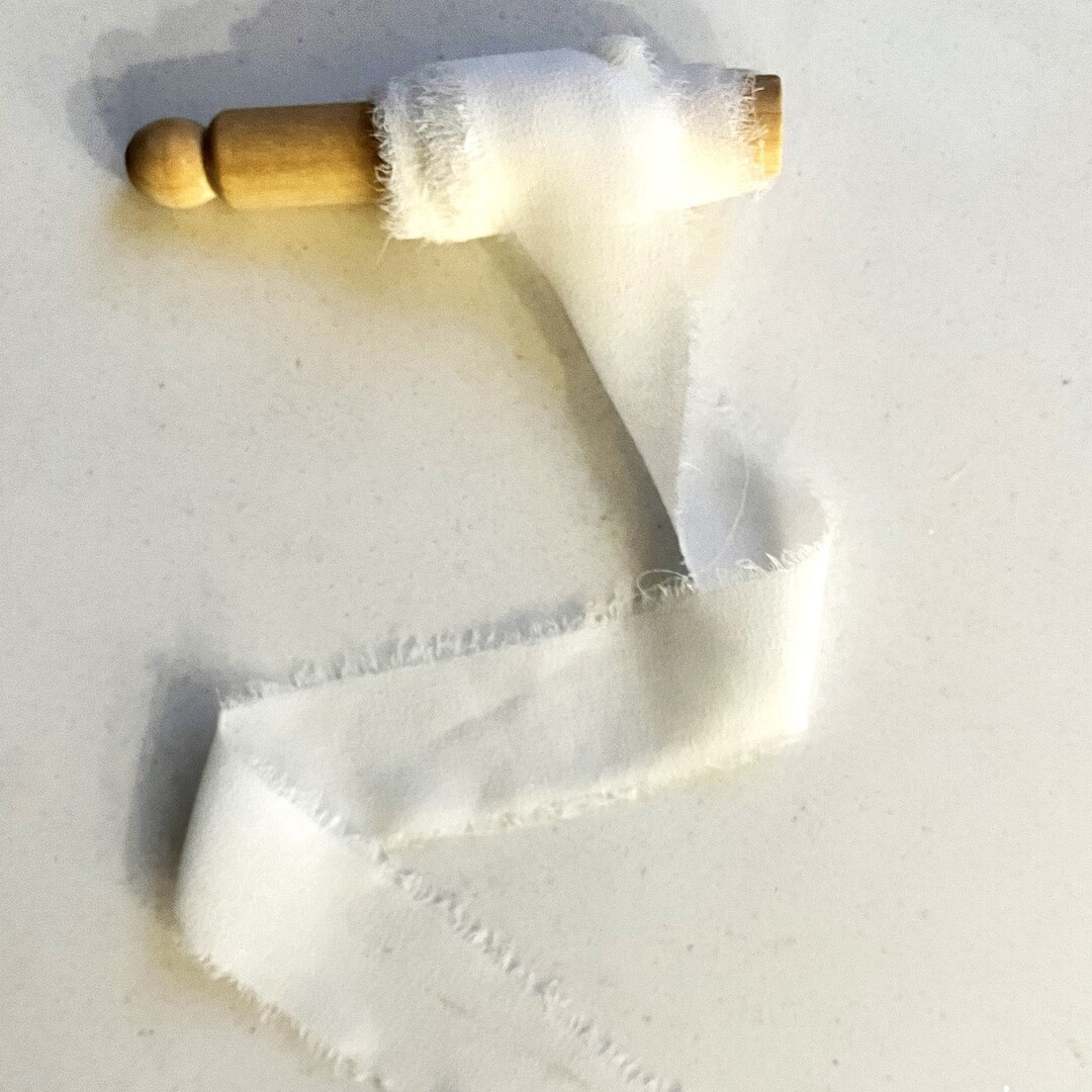 White Chiffon Ribbon Hand Dyed With Frayed Edges Wedding Bouquet and ...