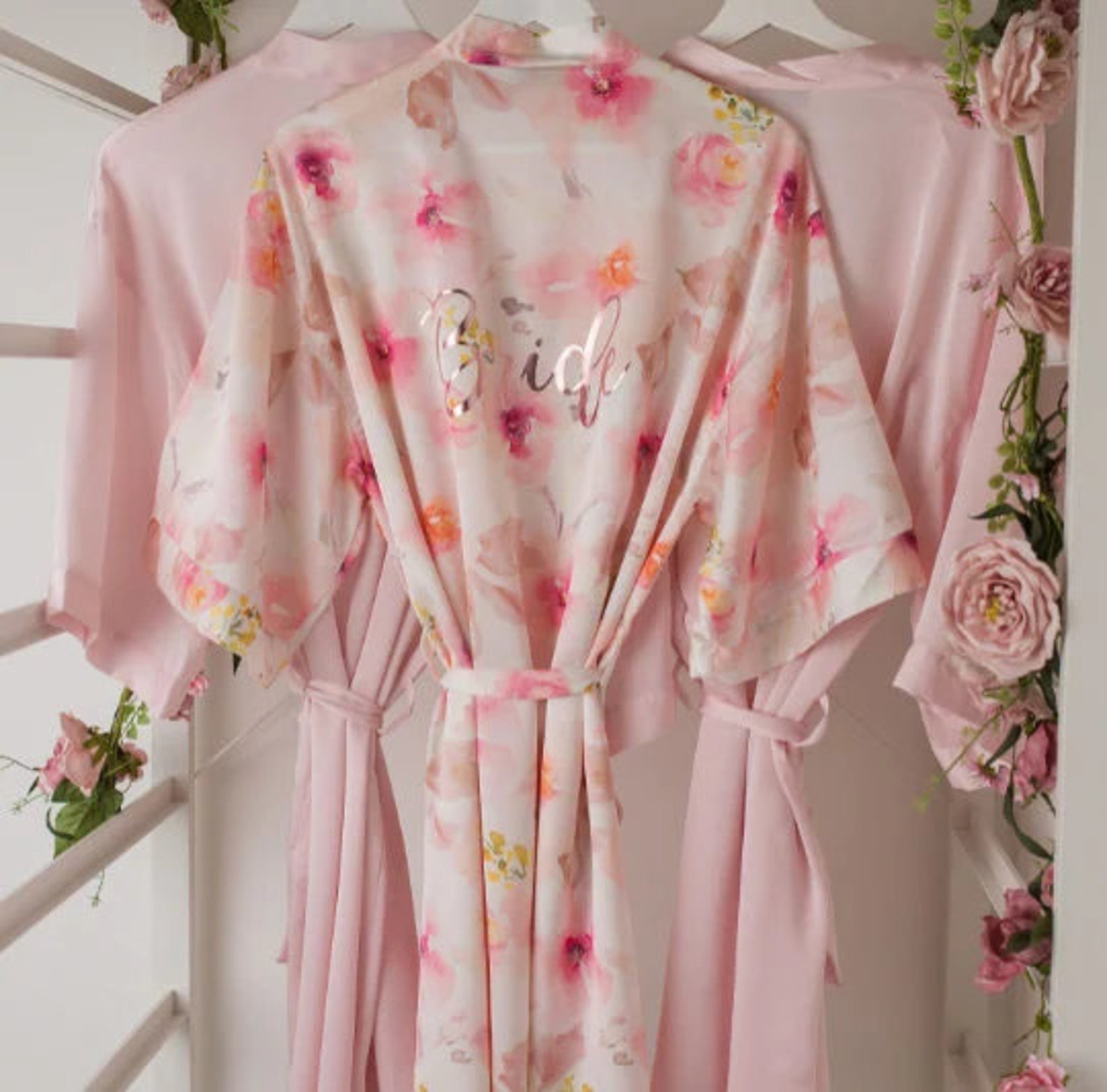 Dusky Pink Dressing Gown Personalised Below Knee Ladies Robe - Etsy UK