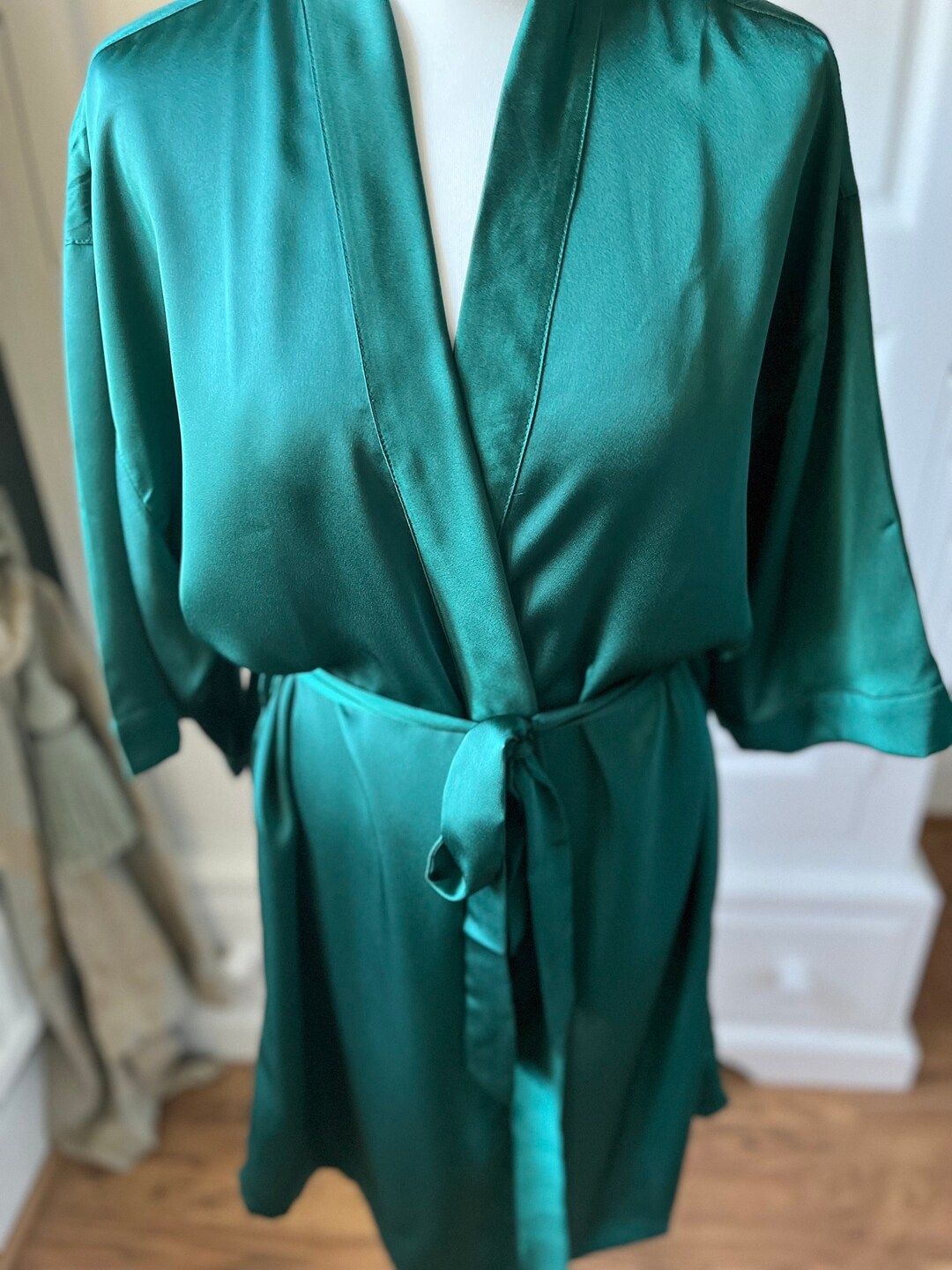 Forest Green Dressing Gown Personalised Below Knee Ladies Robe - Etsy
