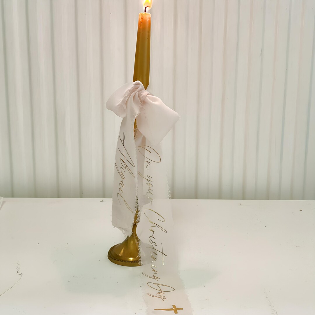 Personalised Christening Baptism Ribbon, Keepsake Chiffon Ribbon ...