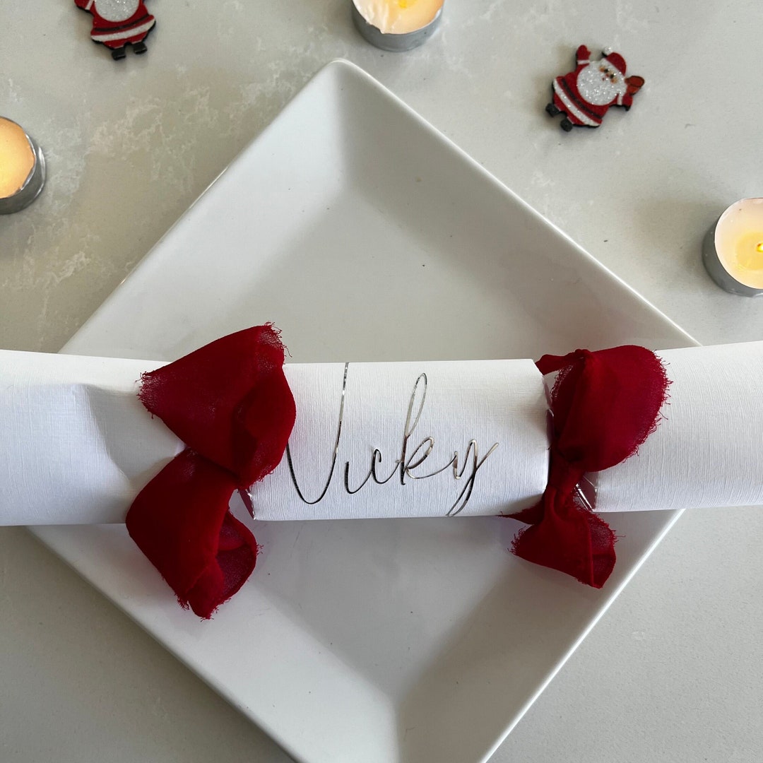 Personalised White Cardboard Crackers With Ribbon Reusable - Etsy