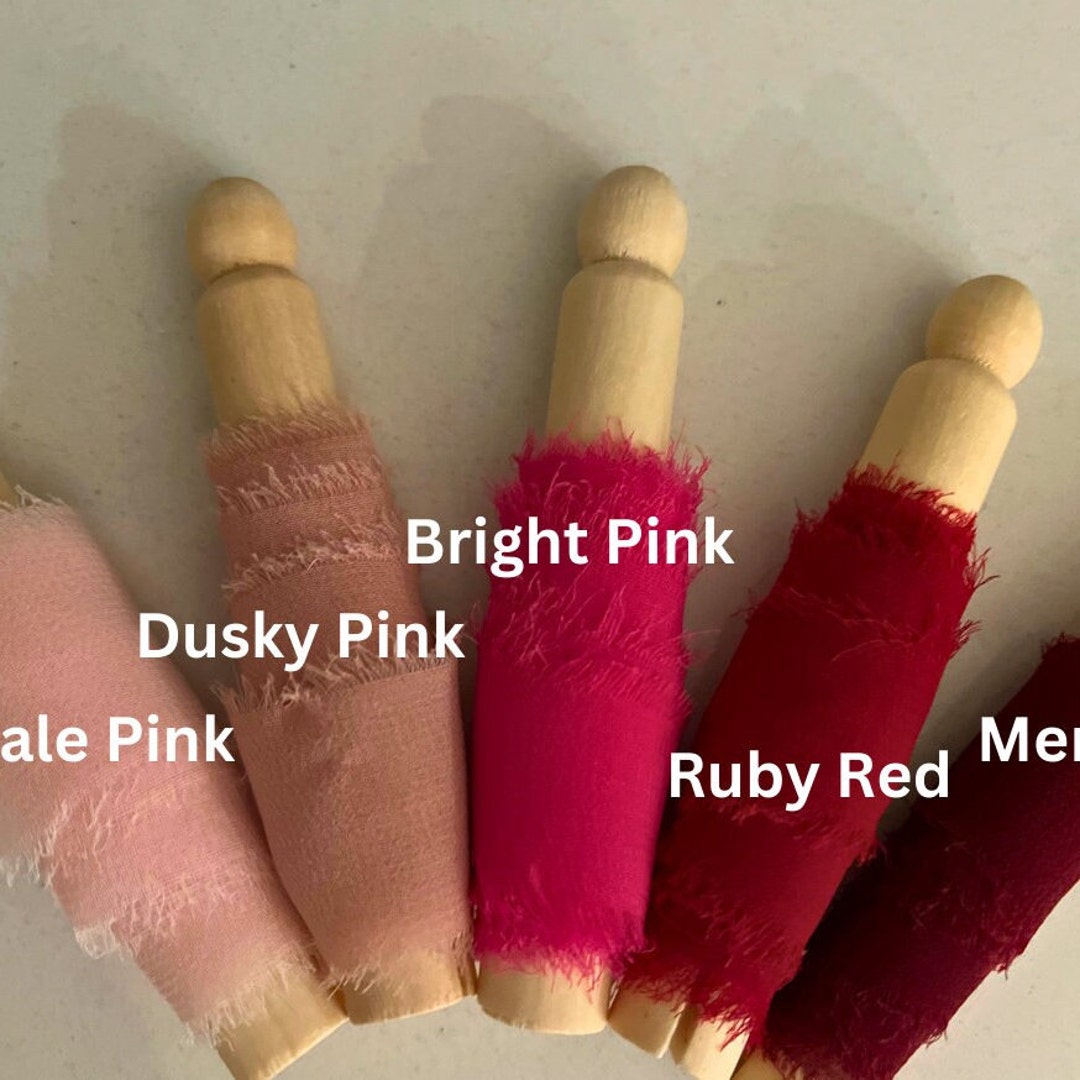 Pink Red Chiffon Ribbon Frayed Edges Wedding Bouquet, Invitations, Flat ...