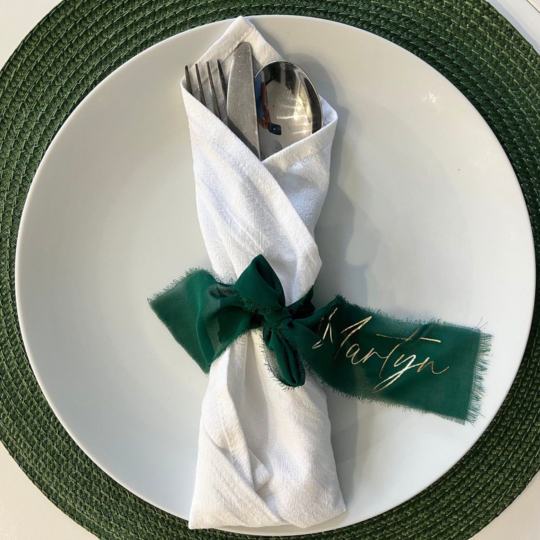 Ribbon Napkin Ties Personalised, Optional White Cotton Napkins Perfect ...