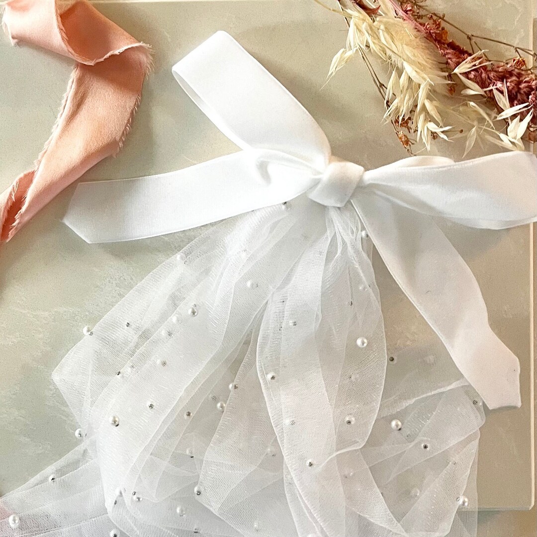 Pearl Bride Hen Party Veil, Pearl Veil, Velvet Bow, Hen Party Gift - Etsy