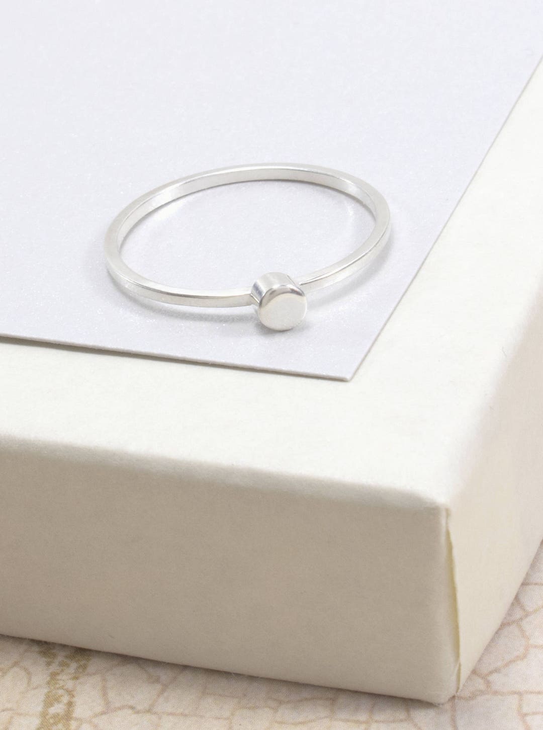 Round Disc Ring, Stacking Ring, Dainty Ring, Cute Ring, Silver Ring ...