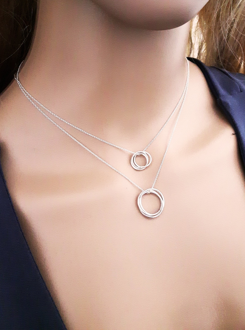 Triple Interlocking Circle Necklace 3 Rings Trinity Necklace Russian ...