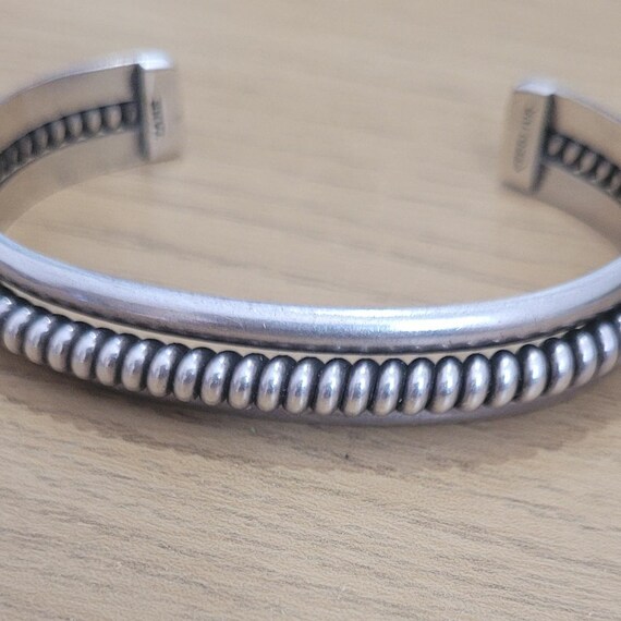 Genuine Navajo TAHE signed sterling silver bangle - Gem