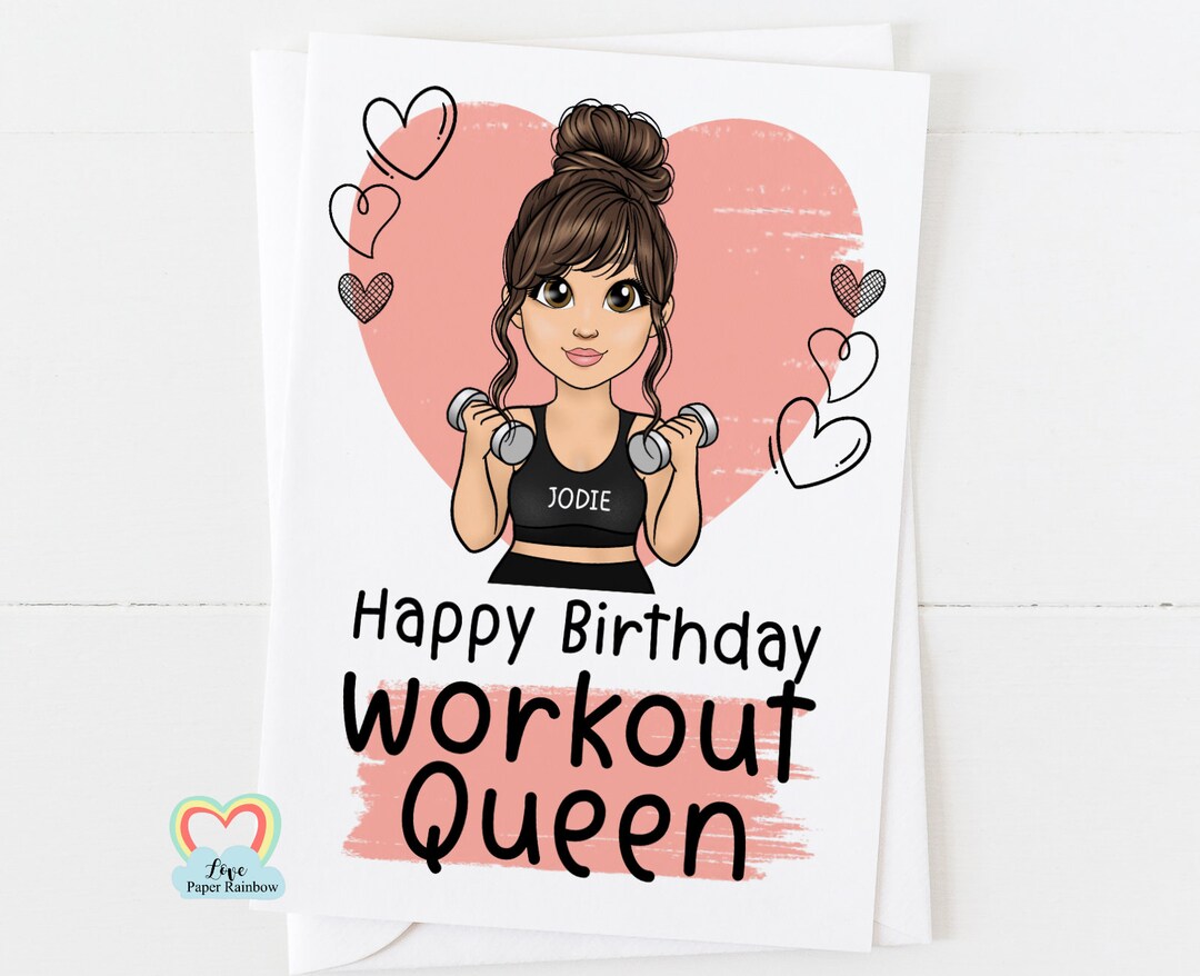 Gym Birthday Card, Gym Girl Birthday Card, Workout Queen, Personal ...