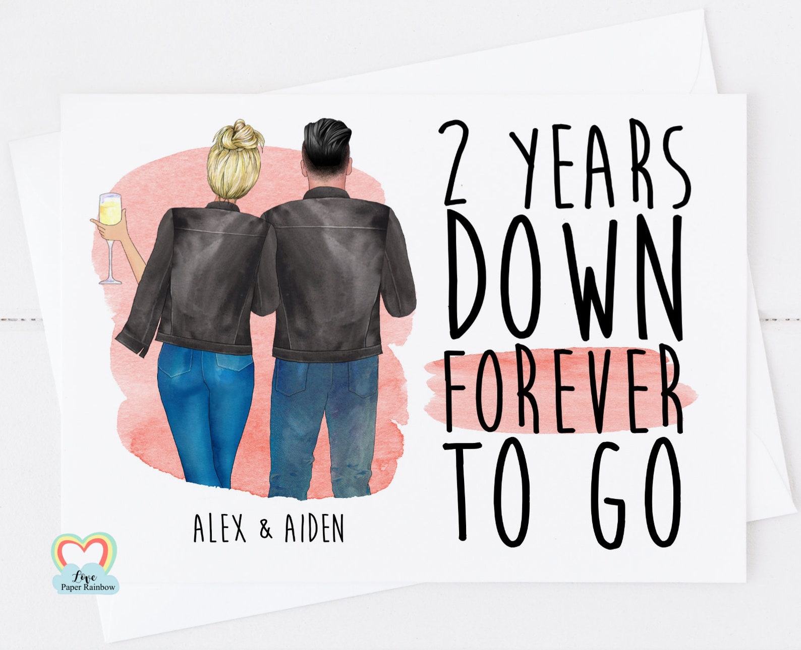 Personalised 2nd anniversary card 2nd wedding anniversary | Etsy