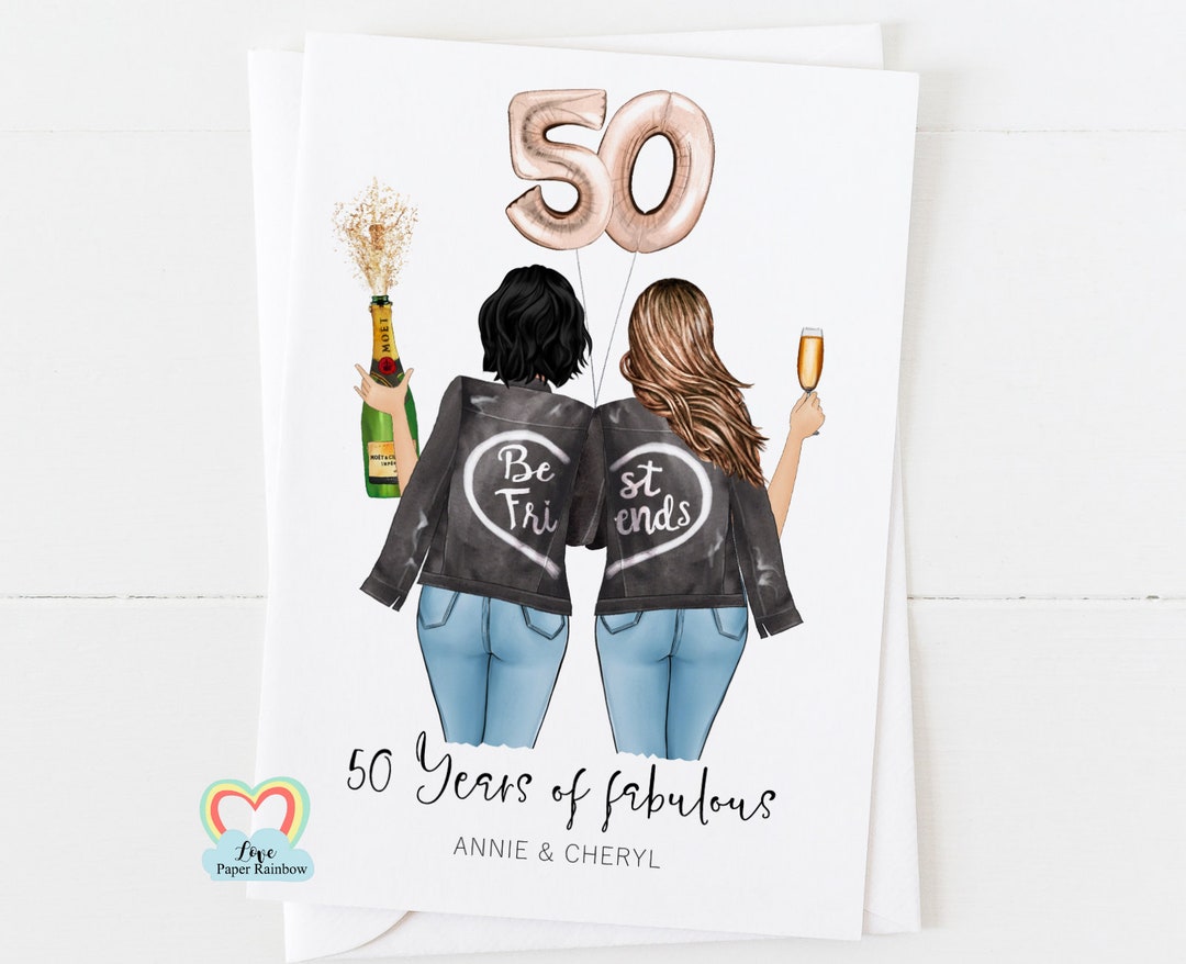 Best Friend 50th Birthday Card, 50th Birthday Card for Best Friend ...