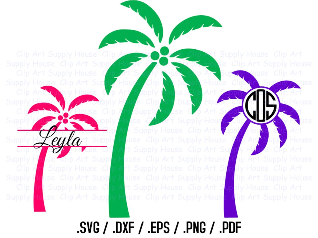 Palm Tree SVG, Monogram Svg Clipart, Svg Tropical Art, DXF File for ...