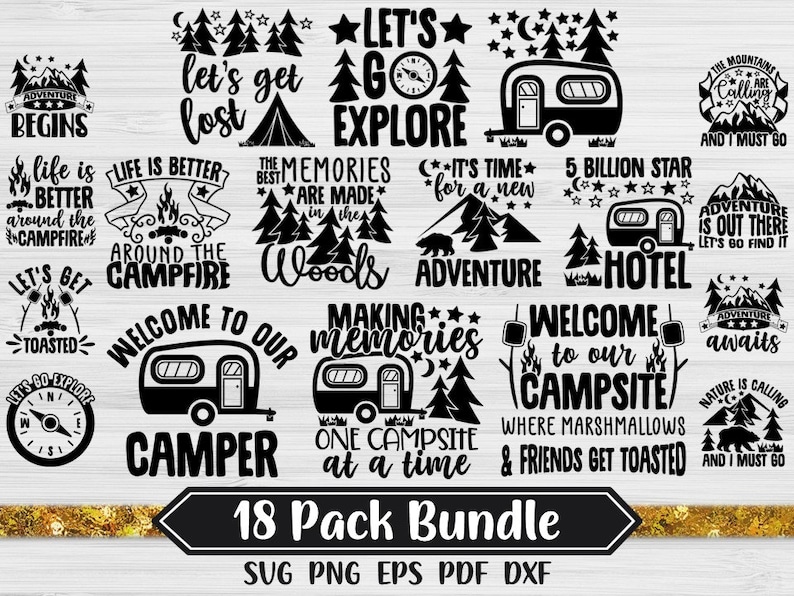 Camping Svg Files, Camping Vector Clipart, Travel Trailer Svg, Use With ...