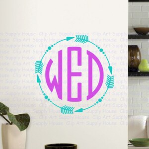 Tribal Arrow Circle Monogram Frame Design Files Use With | Etsy