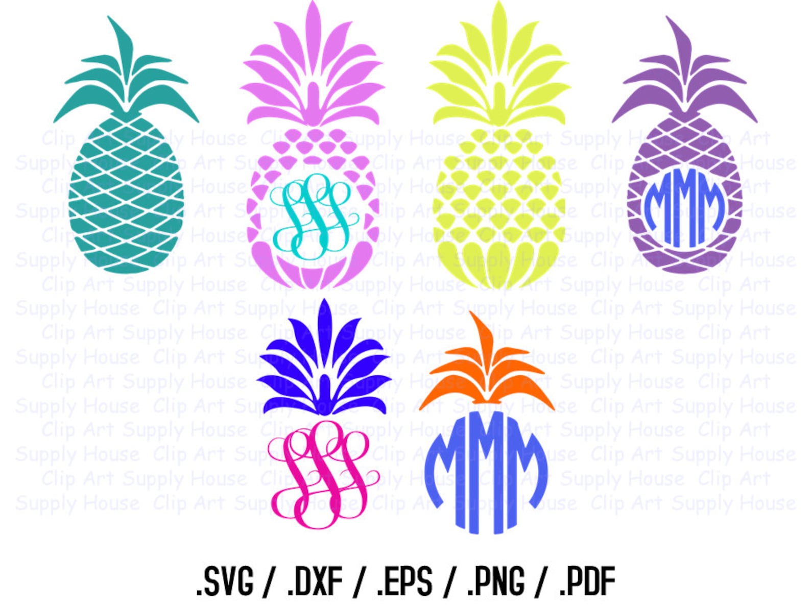Pineapple Monogram Frame SVG Design Files Pineapple Cricut | Etsy