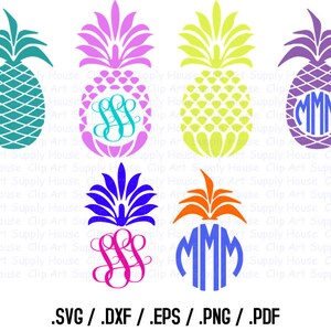 Pineapple Monogram Frame SVG Design Files, Pineapple Cricut Designs ...