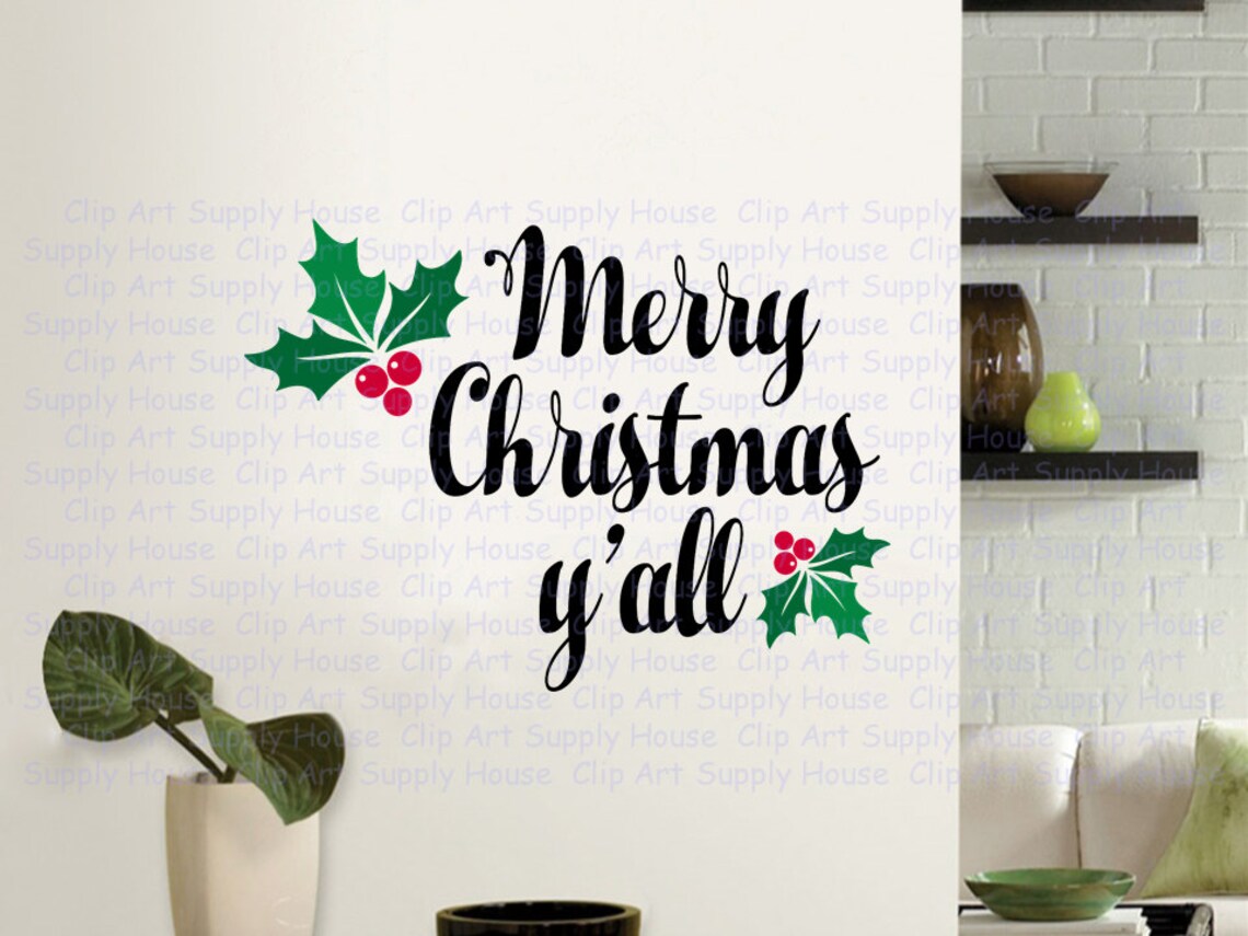 Merry Christmas Y'all Clipart Winter Christmas Wall Art - Etsy