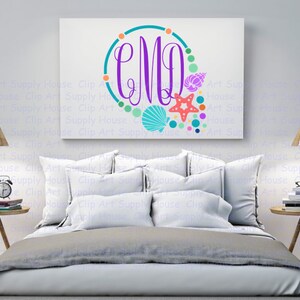 Sea Shell Circle Monogram SVG Frame Design Files Silhouette - Etsy