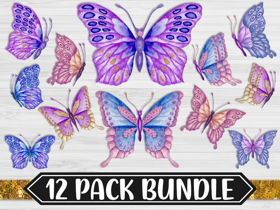 Butterfly Sublimation Bundle Purple Butterfly Clip Art - Etsy