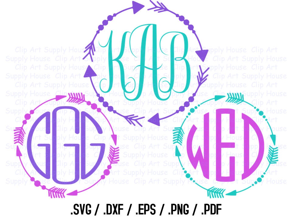 Tribal Arrow Circle Monogram Frame Design Files Use With - Etsy