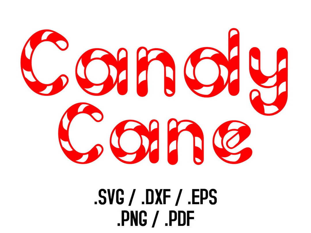 Candy Cane Font Design Files for Use With Silhouette Studio, DXF File ...