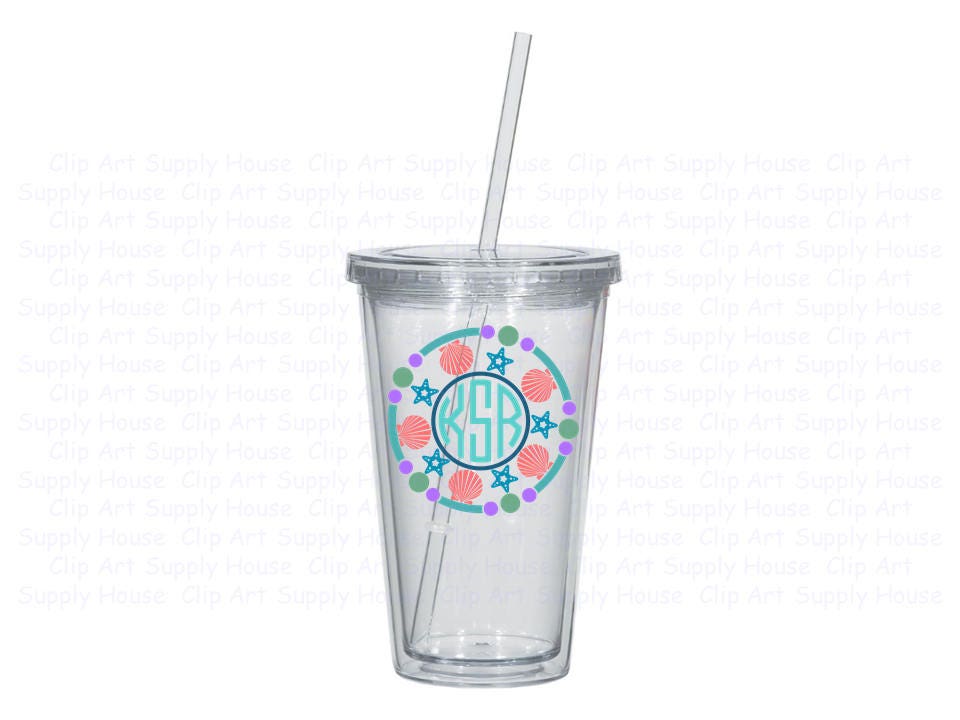 Sea Shell Circle Monogram SVG Frame Design Files Silhouette - Etsy