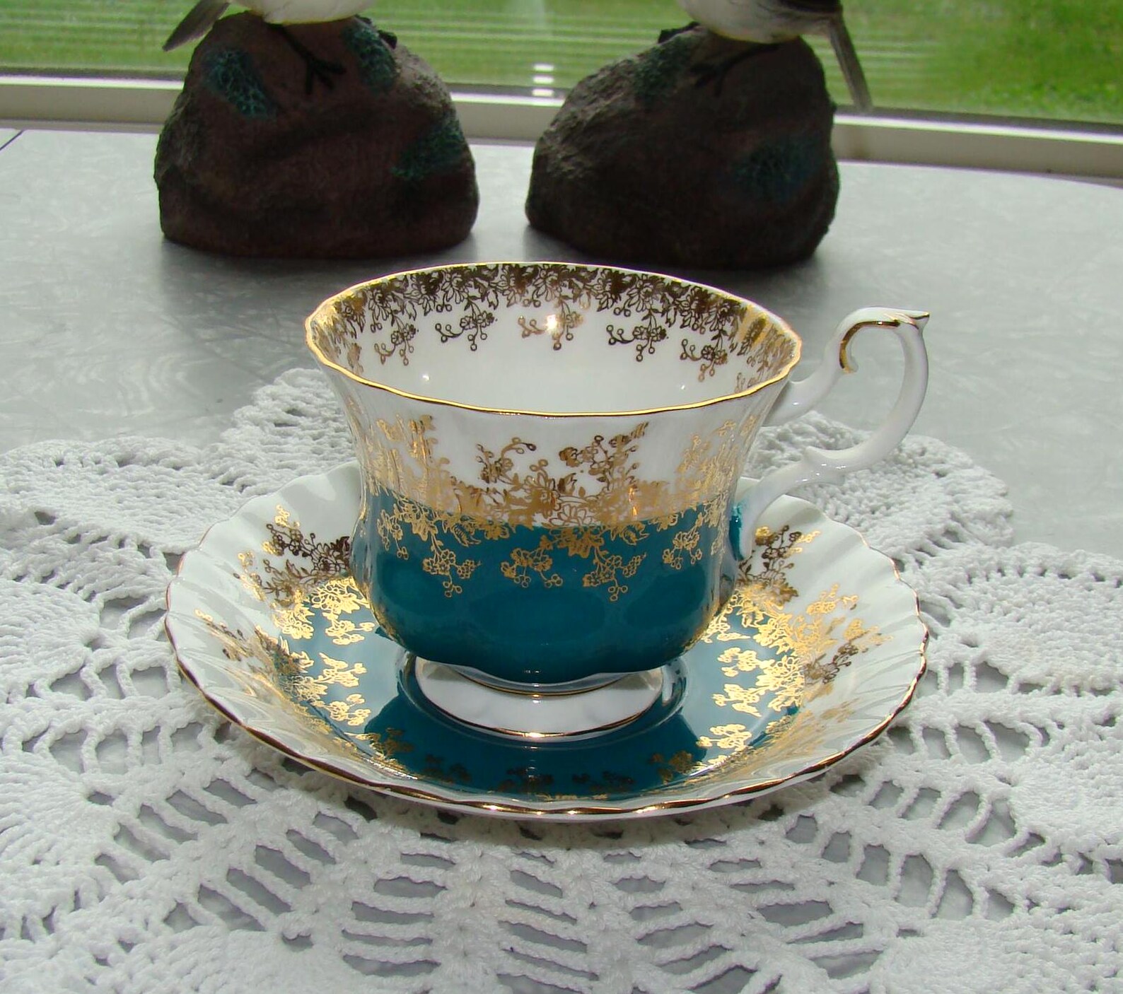 Royal Albert - Regal Series "teal" - Bone China England - Gold Scroll ...
