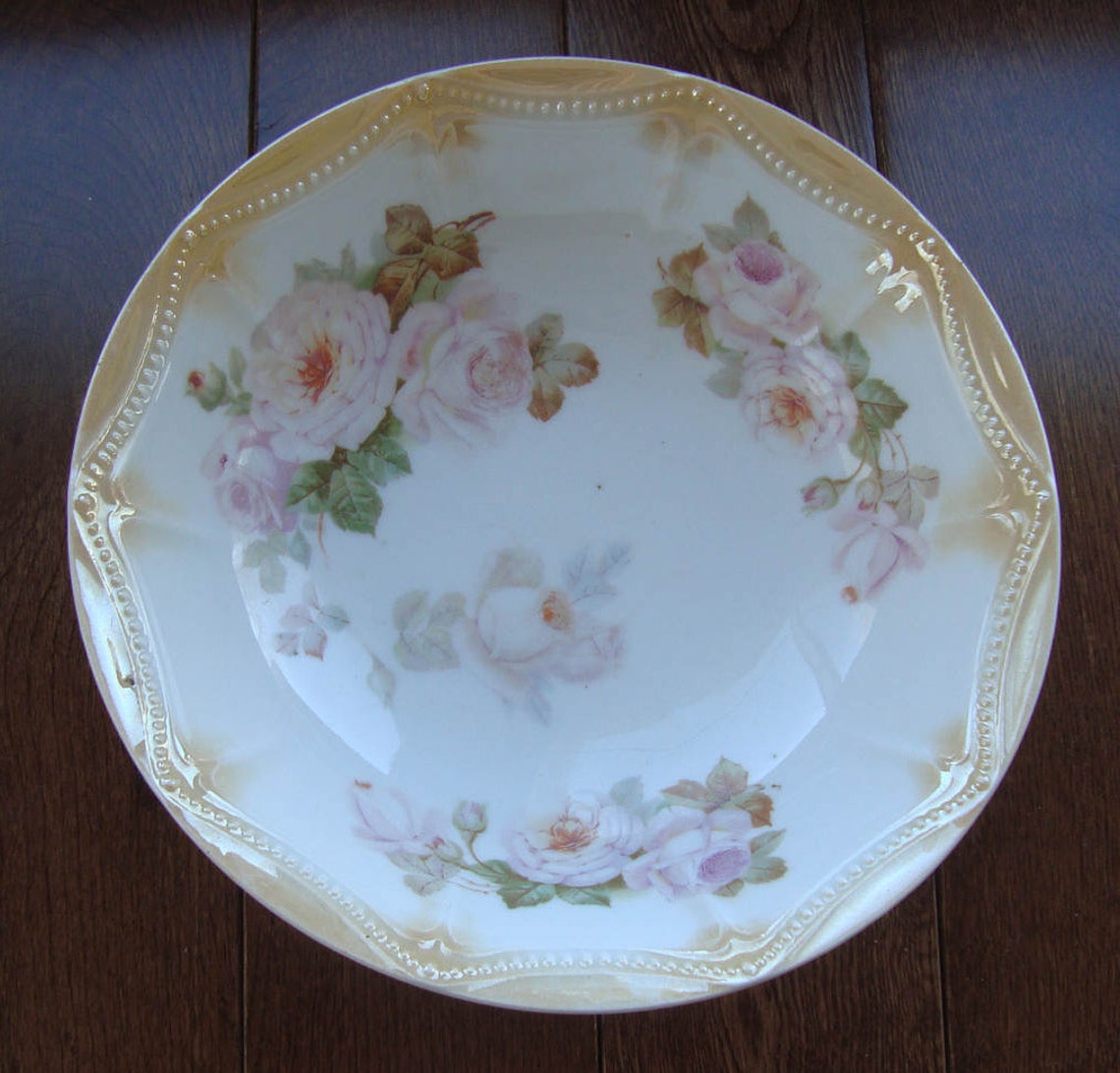 Antique PK Silesia Porcelain - Hand Painted Serving Bowl - Pink Roses ...