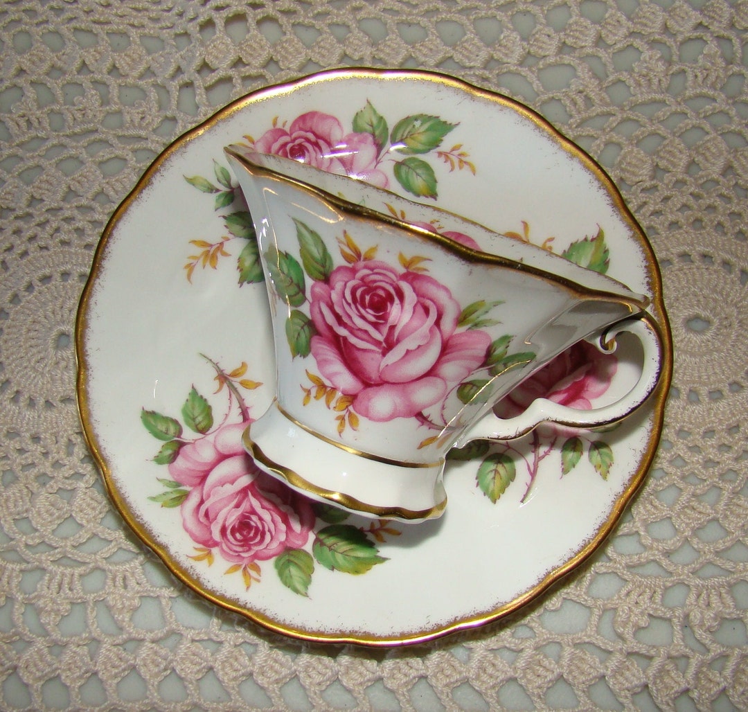Adderley - Bone China England - Large Pink Roses With Gold Trim - Etsy