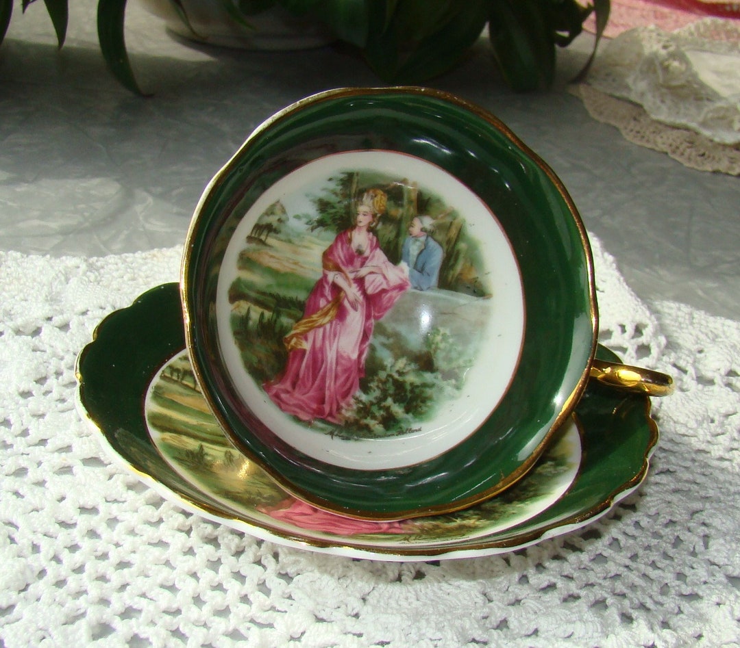 Regency - Colonial Courting Couple - Artist Signed - Hunter Green ...