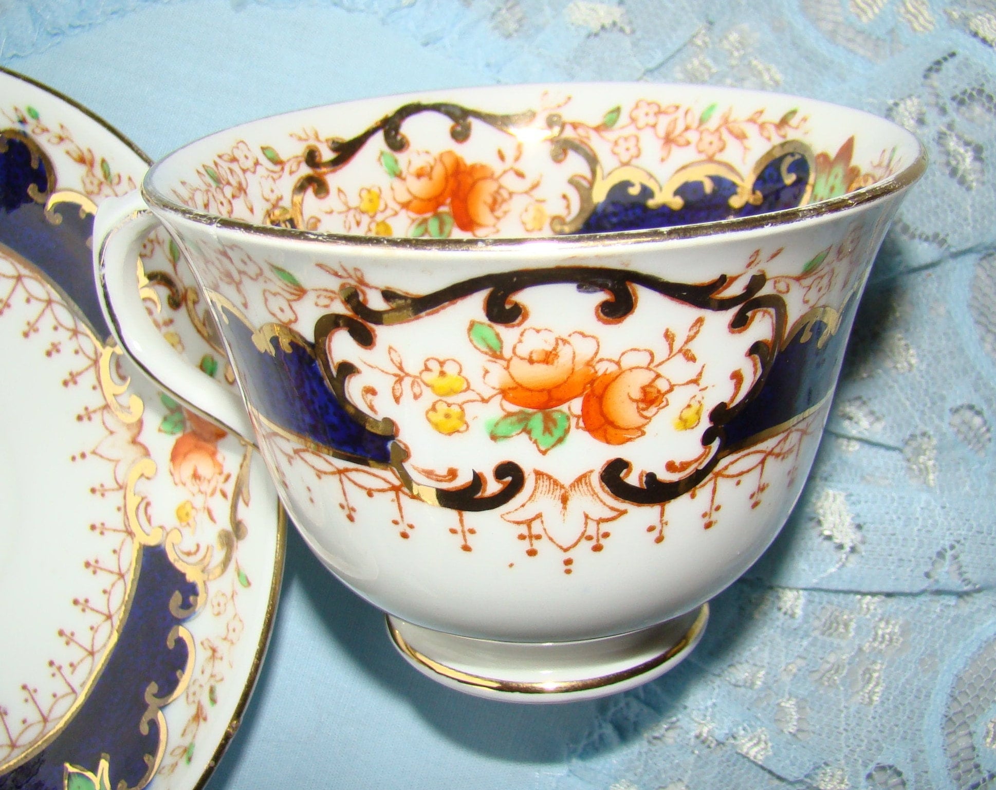 1920s Hand Decorated - Royal Albert Crown - Cobalt With Floral Panels ...