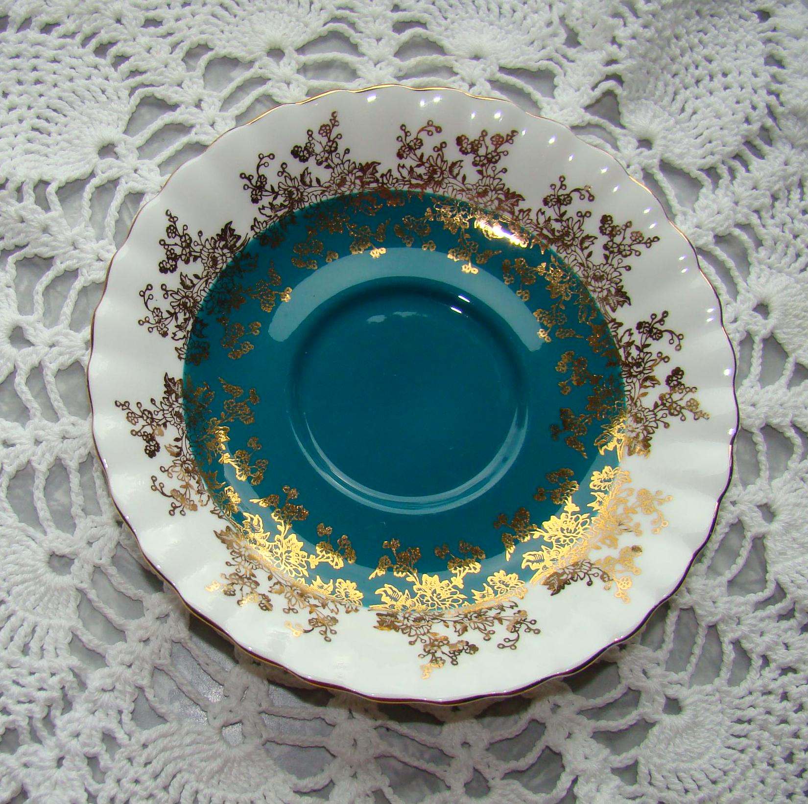 Royal Albert - Regal Series "teal" - Bone China England - Gold Scroll ...