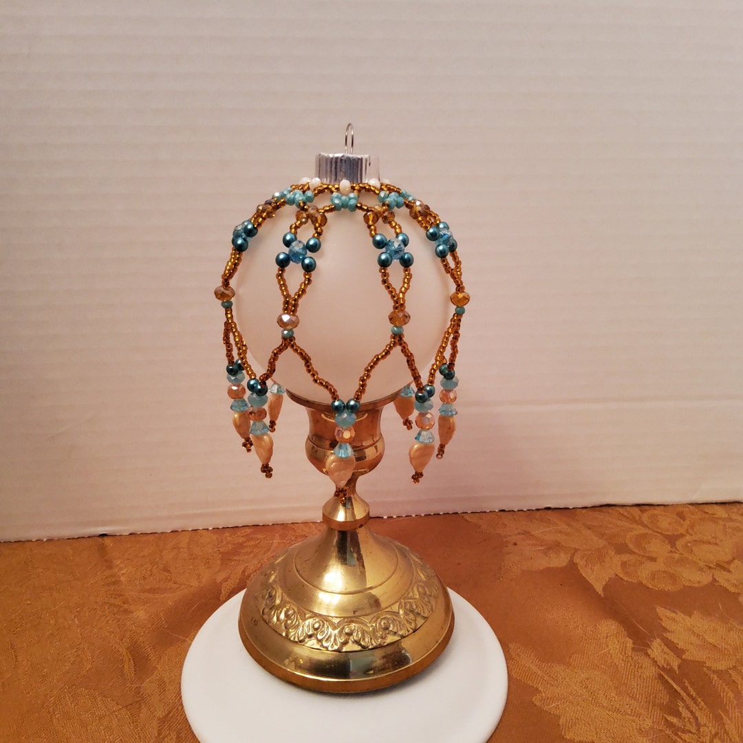 Turquoise Fall Beaded Ornament Cover, for the Holidays... Leaves Are ...