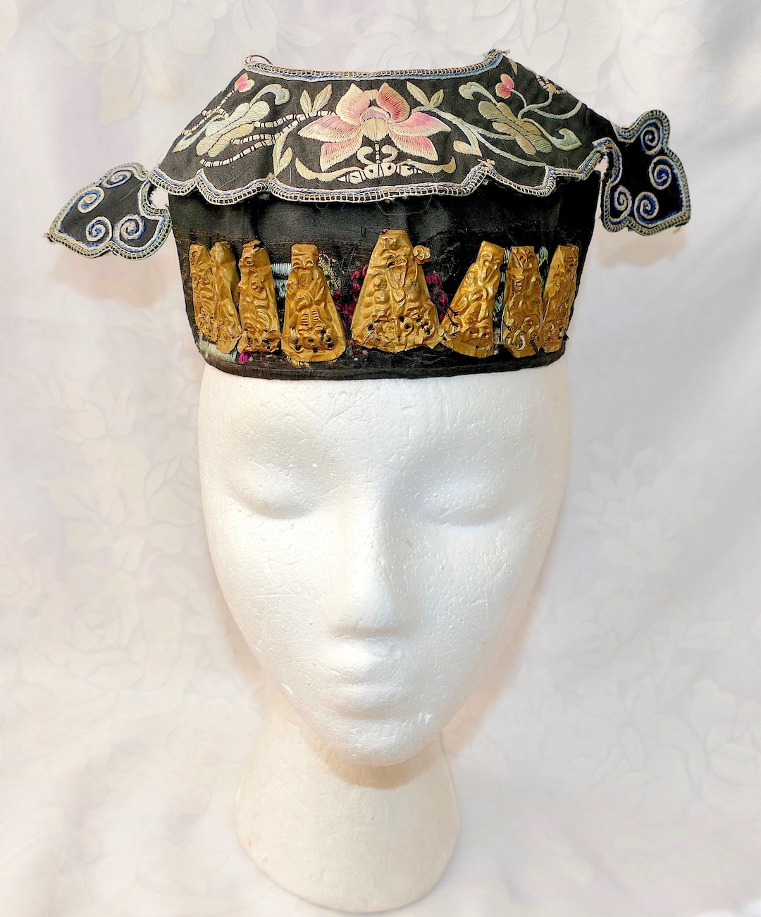 Antique Chinese Miao Minority Tribe Hand Embroidered Silk Child's Hat ...