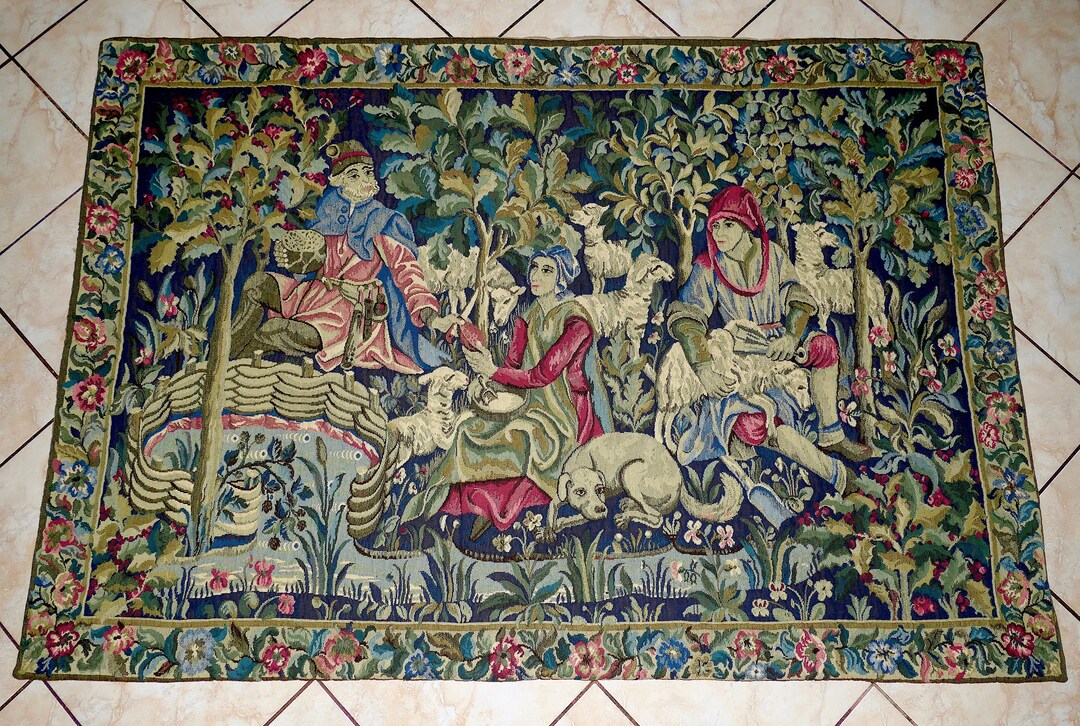 VNTG Belgian Flemish "shearing of the Sheep" Medieval Scene High Relief ...