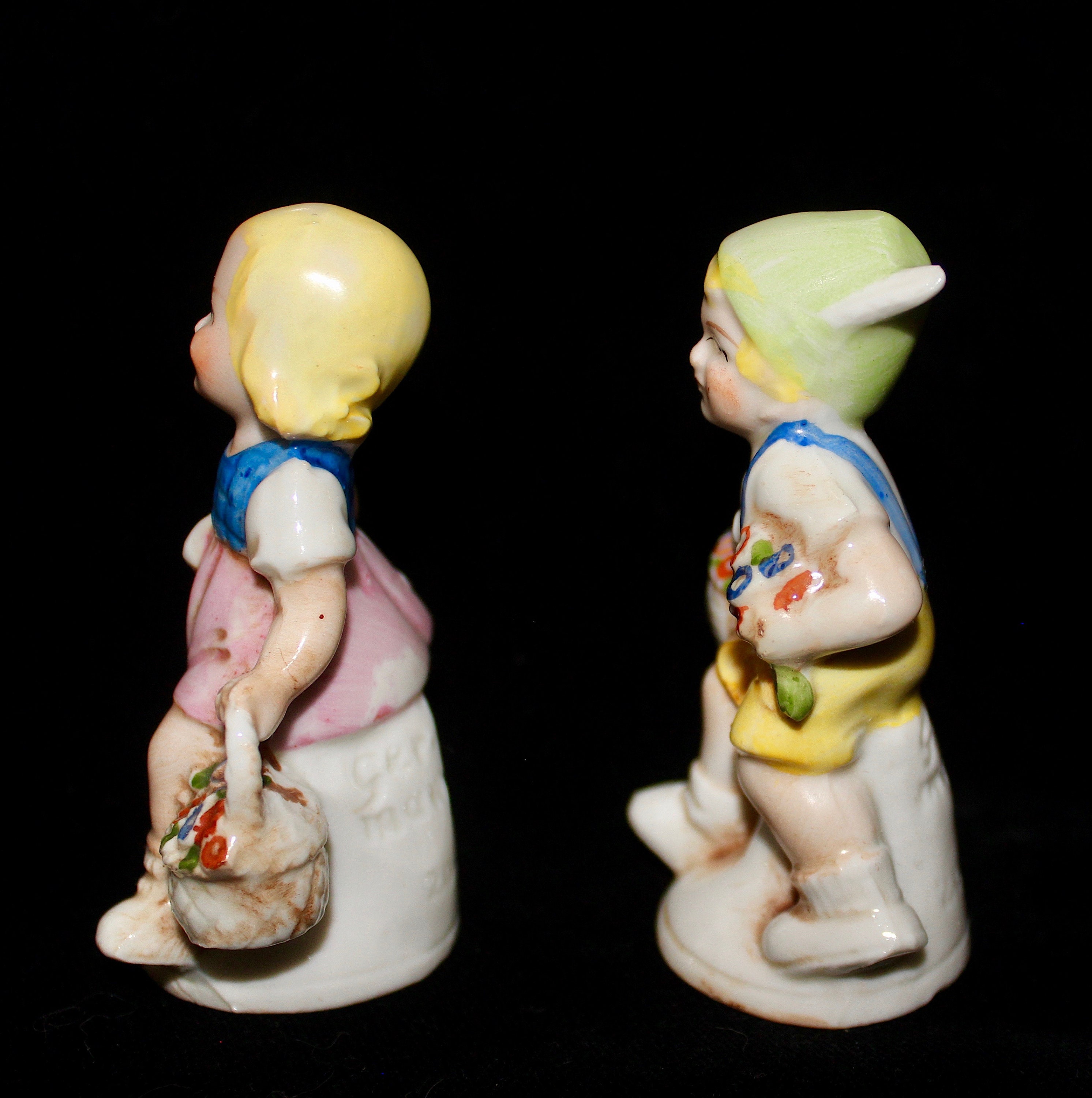 Pair of Antique GERMAN Miniature Boy & Girl Porcelain Figurines Marked ...