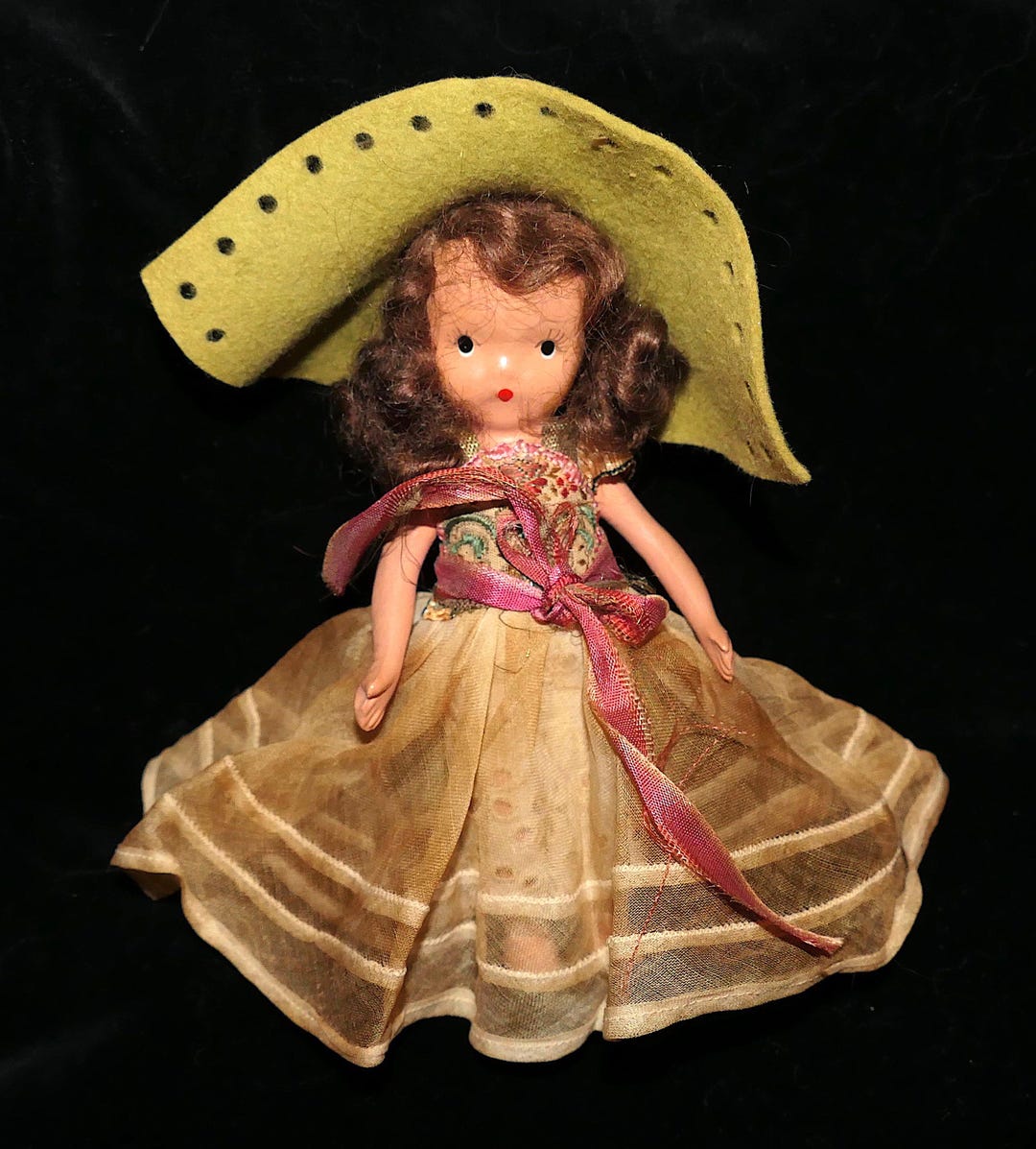 Early Nancy Ann Story Book Bisque Doll Frozen Leg Jointed Arm Organdy ...