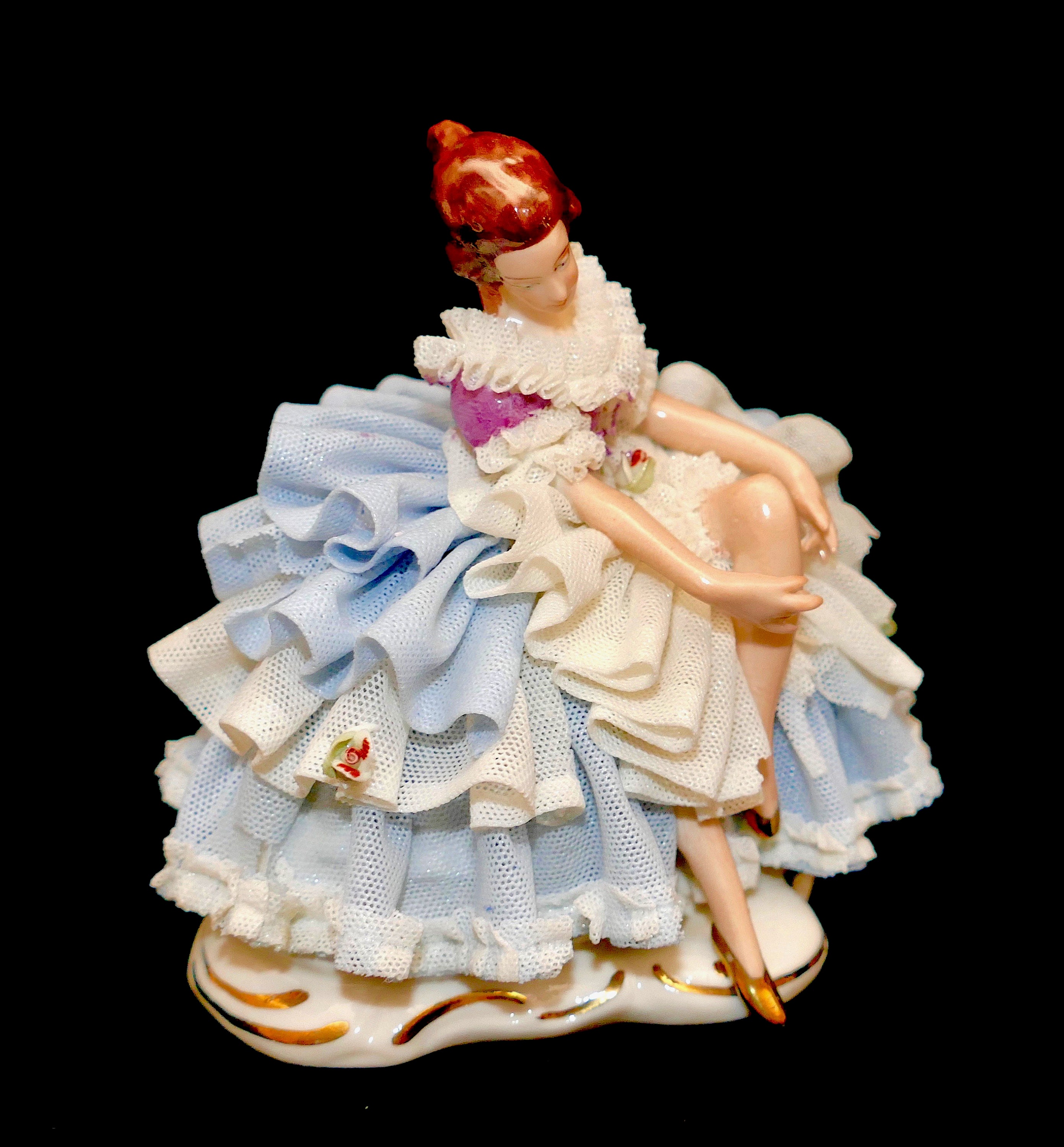 Antique Vintage German Dresden Lace Ballerina Hand Painted Porcelain ...