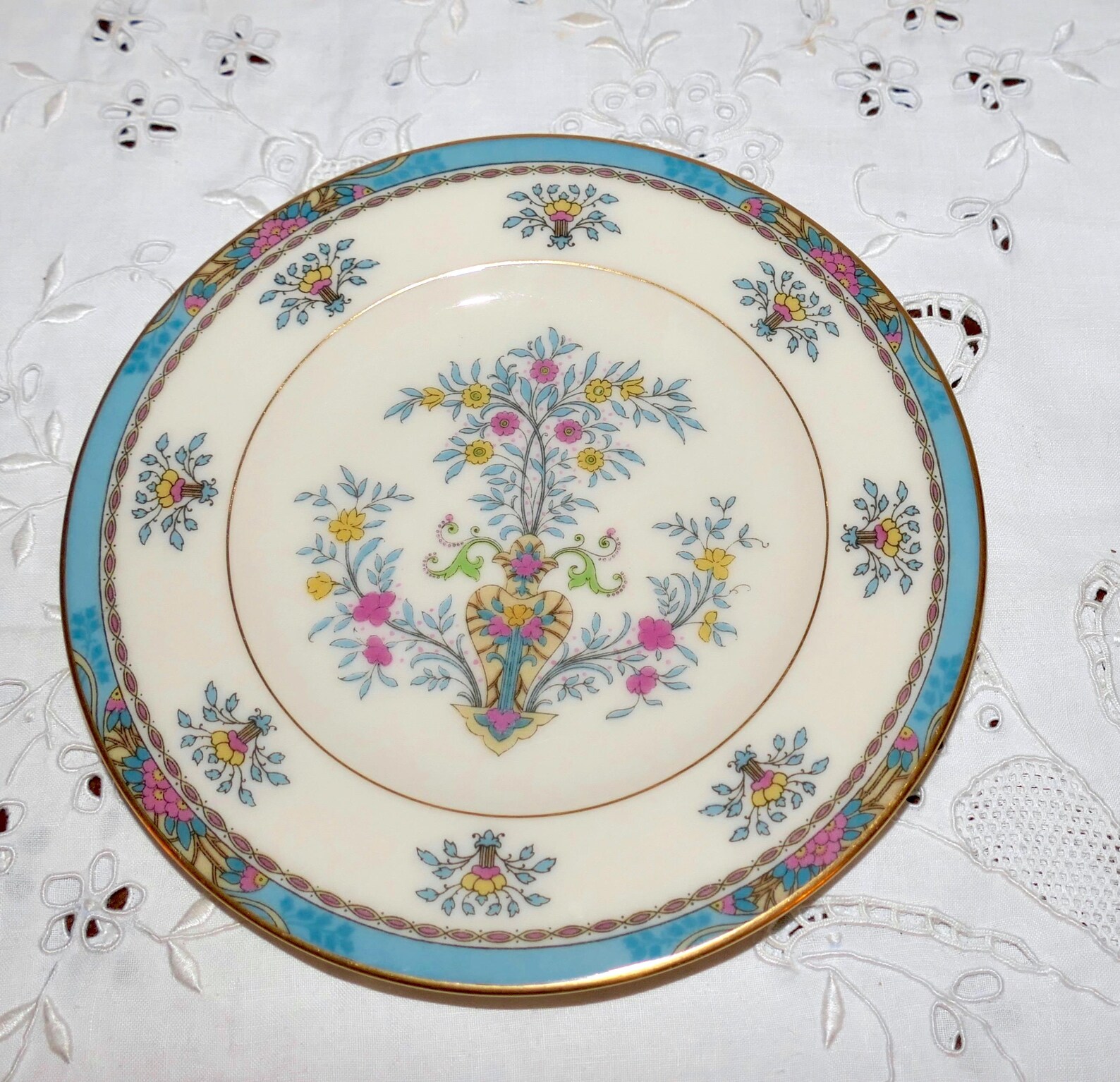 LENOX CHINA "blue Tree" Three (3) Bread/butter Plates Gold Trim GOLD ...