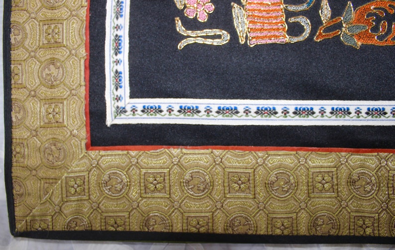Vintage Chinese Forbidden Stitch Silk Embroidery Metallic Couching ...