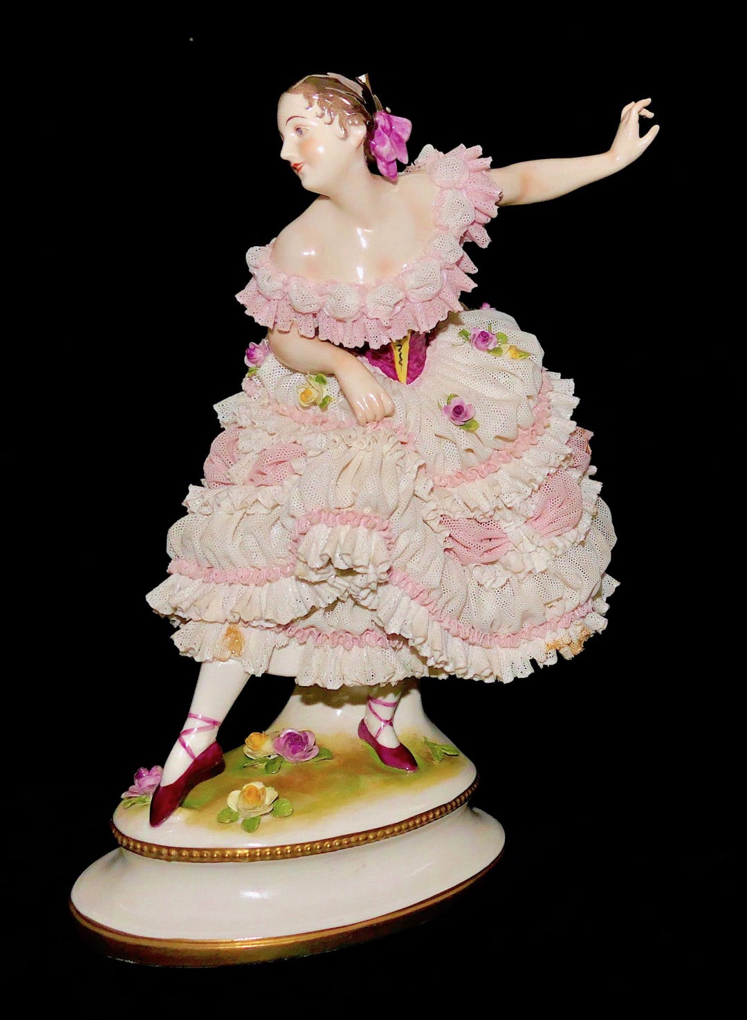 Art Deco VOLKSTEDT German Ballerina Fanny Elssler Dresden Lace 12 ...