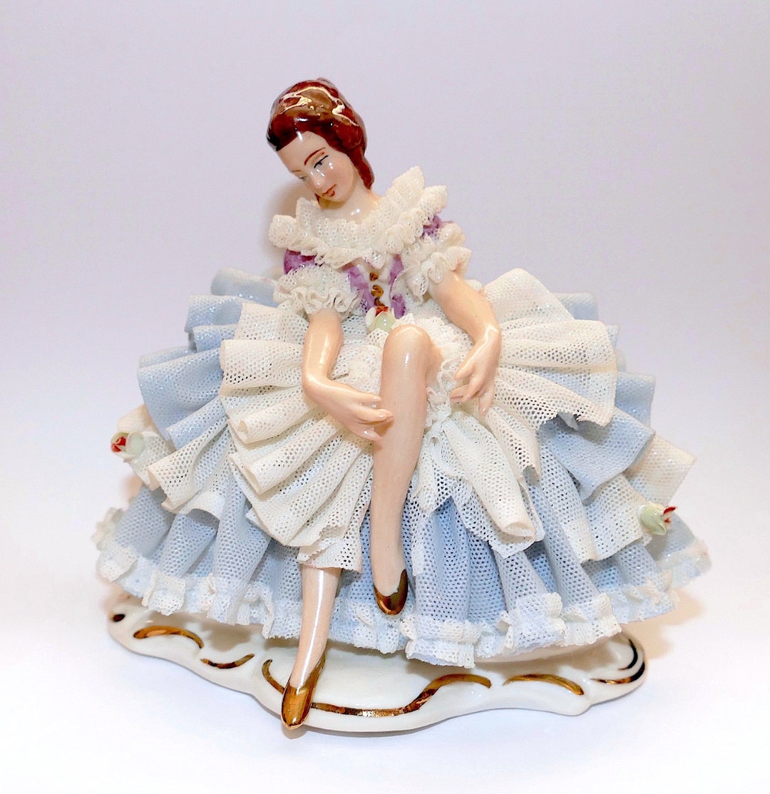 Antique Vintage German Dresden Lace Ballerina Hand Painted Porcelain ...
