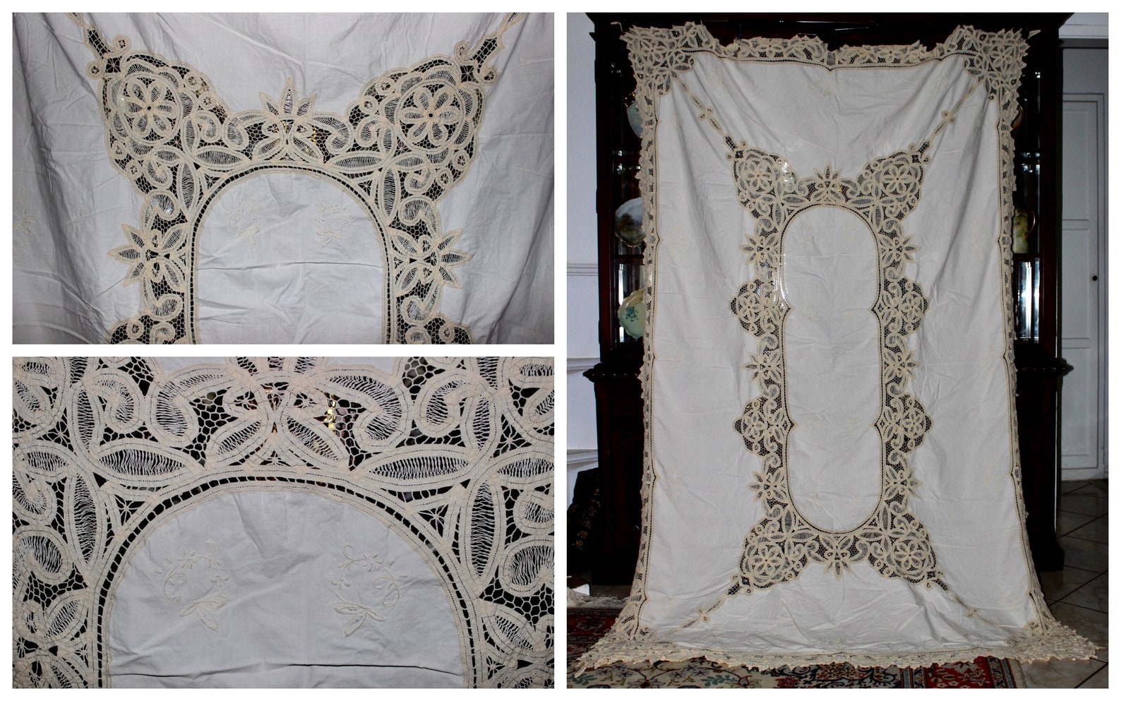 Antique AMERICAN Battenburg Lace Linen Banquet Tablecloth - Etsy