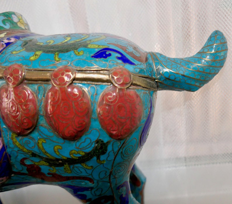 19th Century Chinese Cloisonné Horse 14"x11.25" ZEN Bronze Brass Enamel ...
