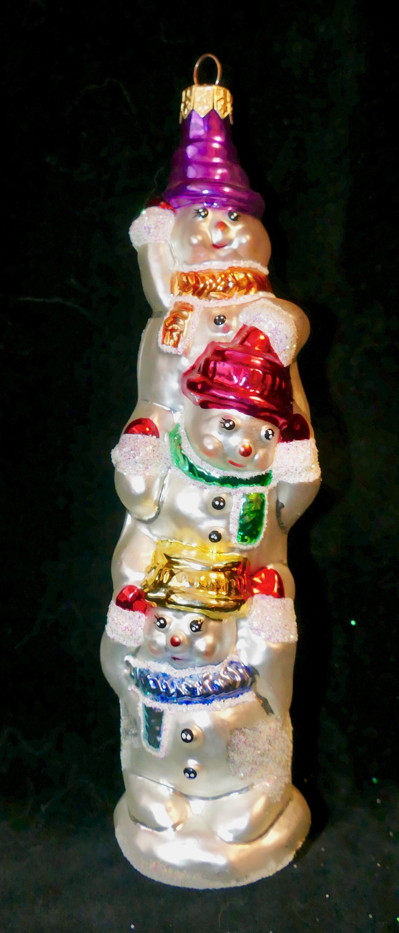 RADKO Christopher Radko 1994 "stacked Snowman" Hand Painted Mouth-blown ...