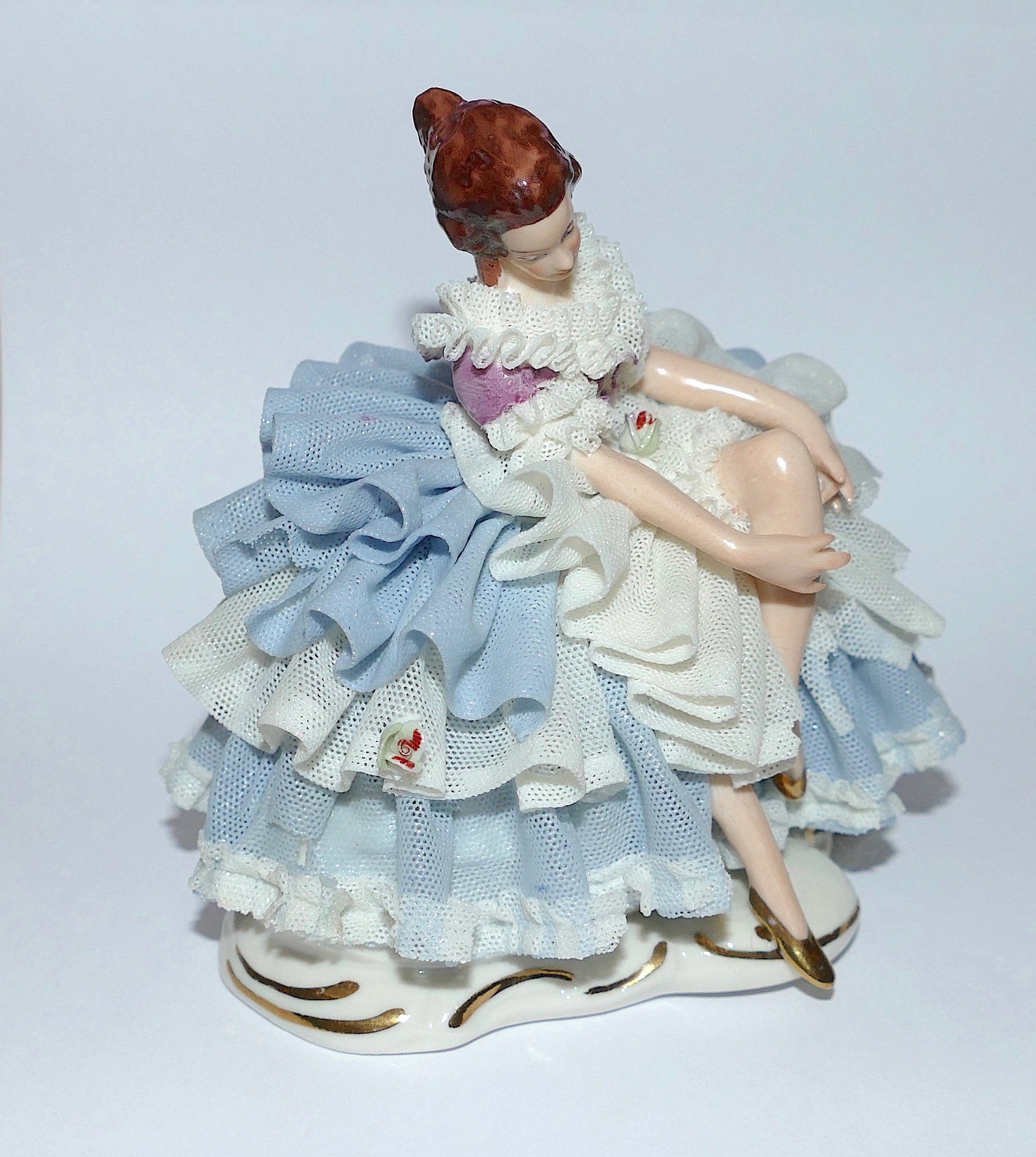 Antique Vintage German Dresden Lace Ballerina Hand Painted Porcelain ...