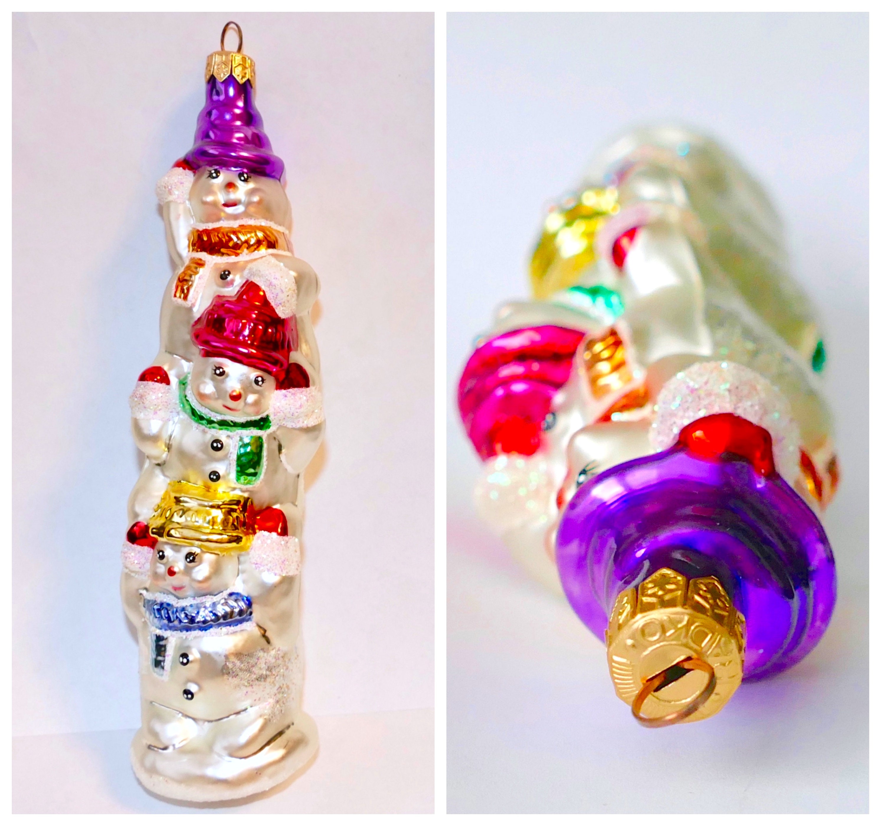 RADKO Christopher Radko 1994 "stacked Snowman" Hand Painted Mouth-blown ...