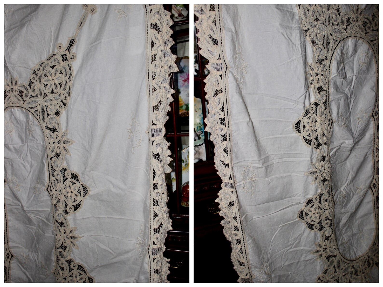 Antique AMERICAN Battenburg Lace Linen Banquet Tablecloth - Etsy