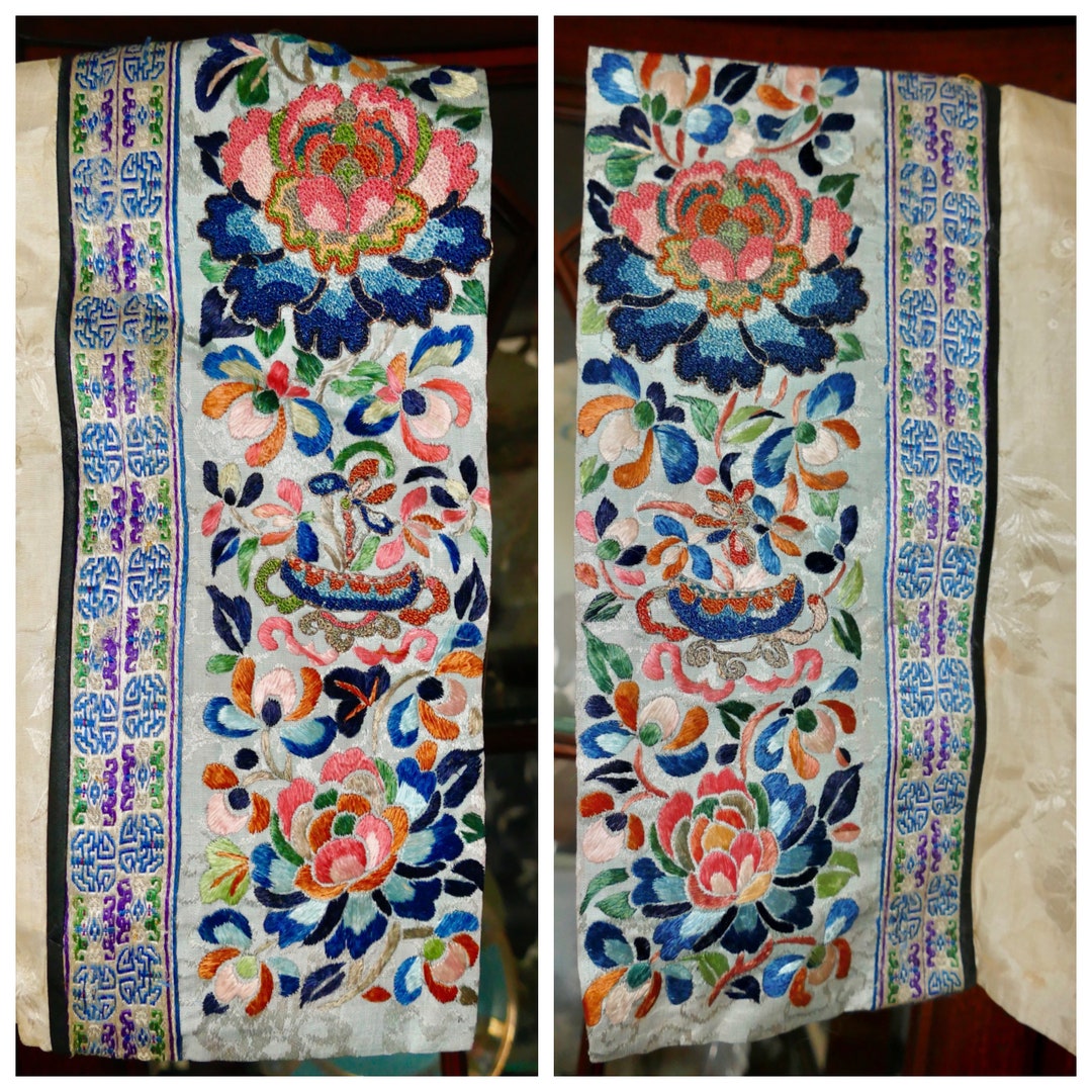 Late Qing Chinese Embroidered Robe & Pants Suit Embroidered - Etsy