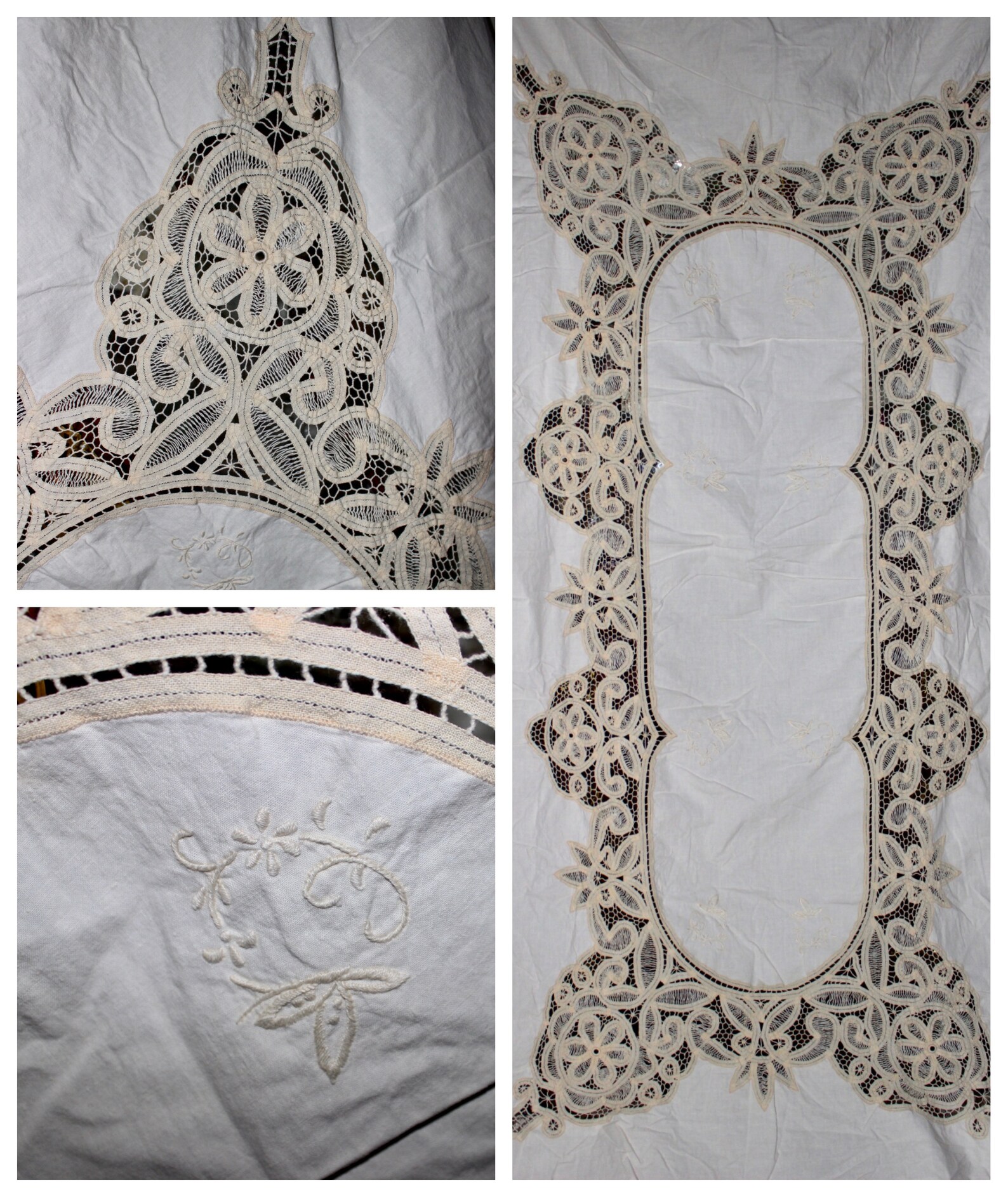 Antique AMERICAN Battenburg Lace Linen Banquet Tablecloth - Etsy