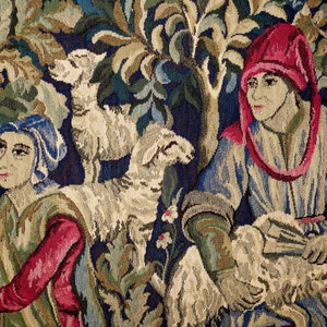 VNTG Belgian Flemish "shearing of the Sheep" Medieval Scene High Relief ...